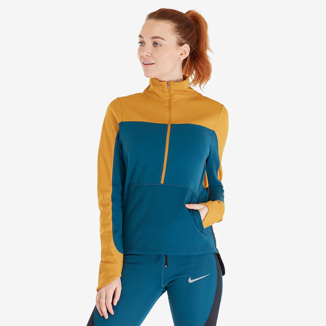 Nike Womens Repel Top Midlayer - Gold Suede/Midnight Turq/Reflective ...