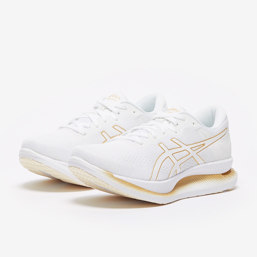 ASICS Womens Glideride - White/Pure Gold - Womens Shoes