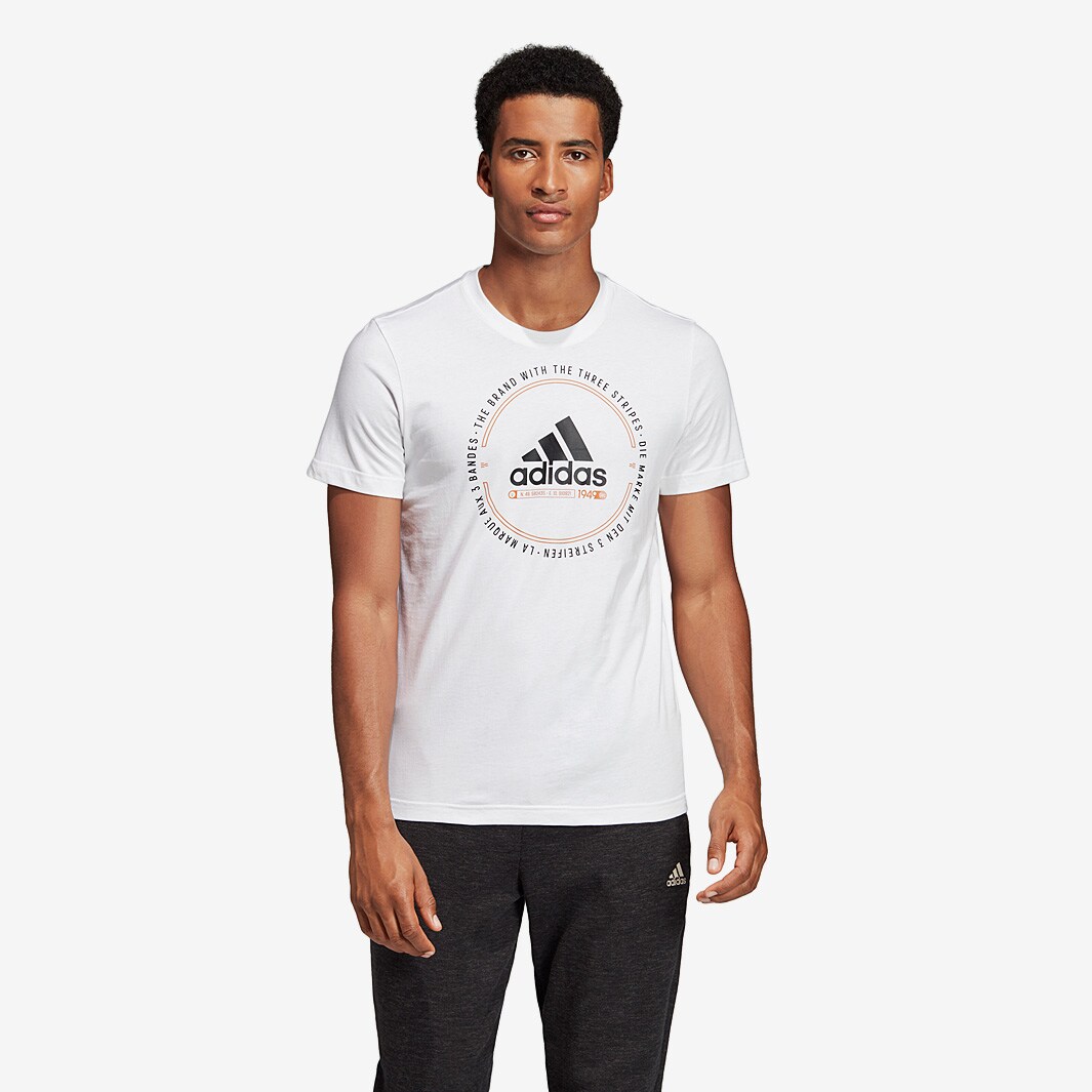 adidas Must Haves Emblem Tee - White - Mens Clothing - Tops