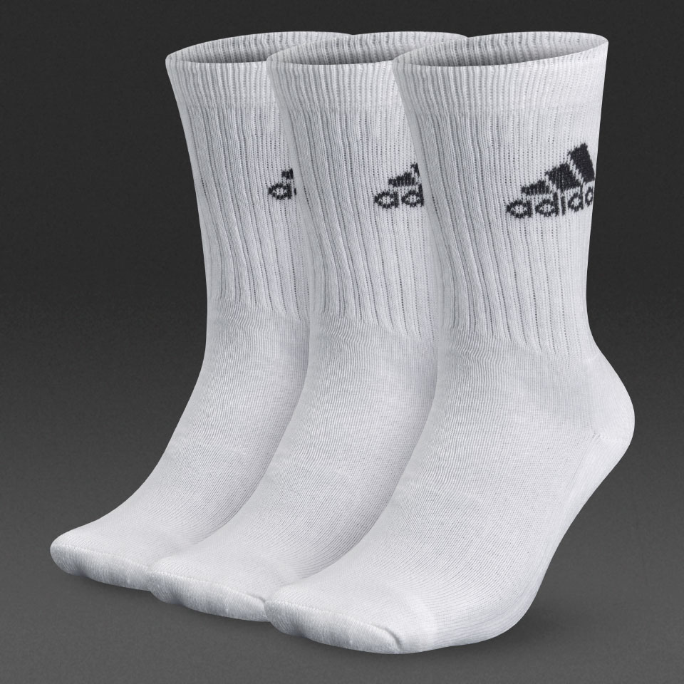 adidas Crew 3 Pack Socks - Mens Clothing - White-Black