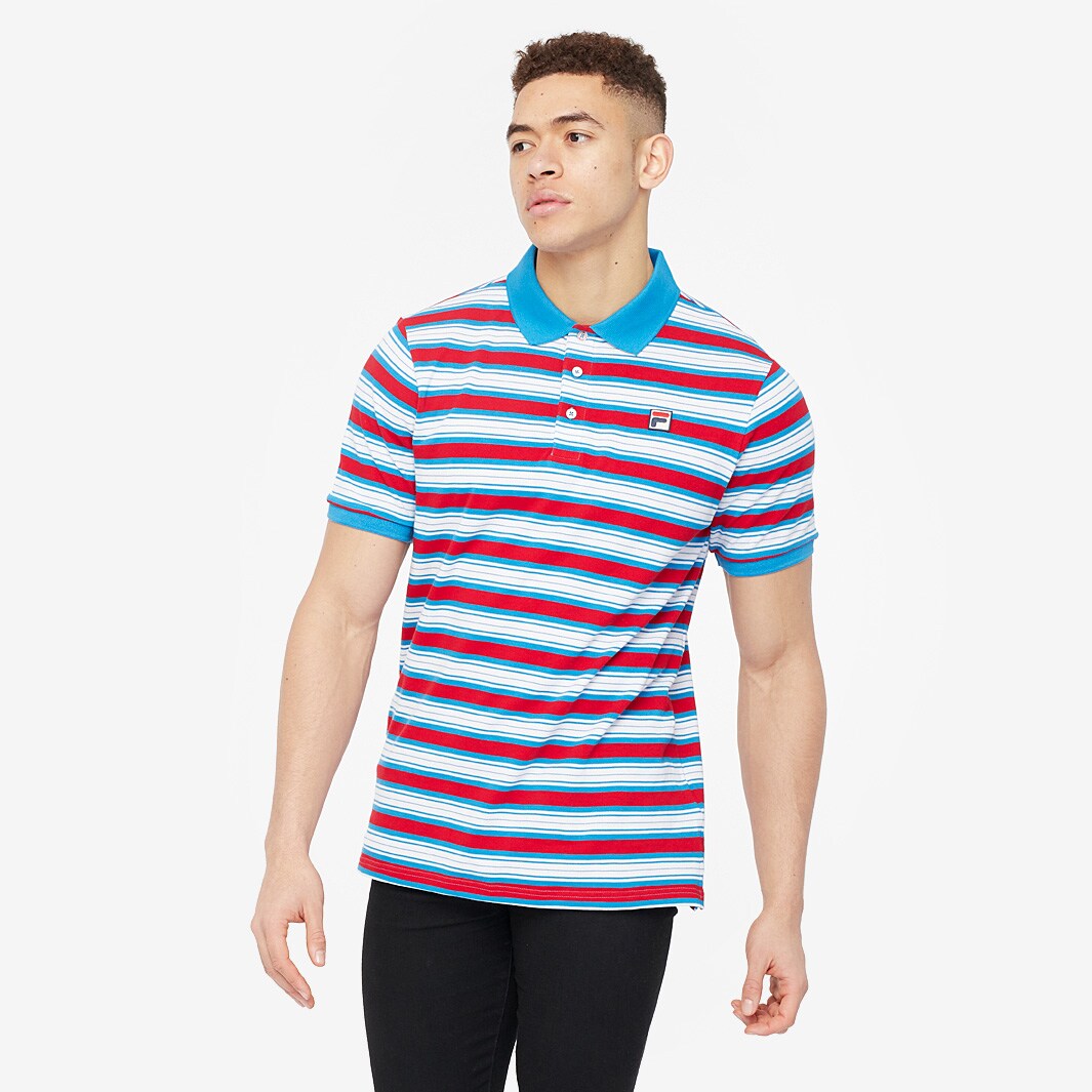 FILA Engineered Stripe Polo - Blue Aster/White-Mens Clothing | Pro ...