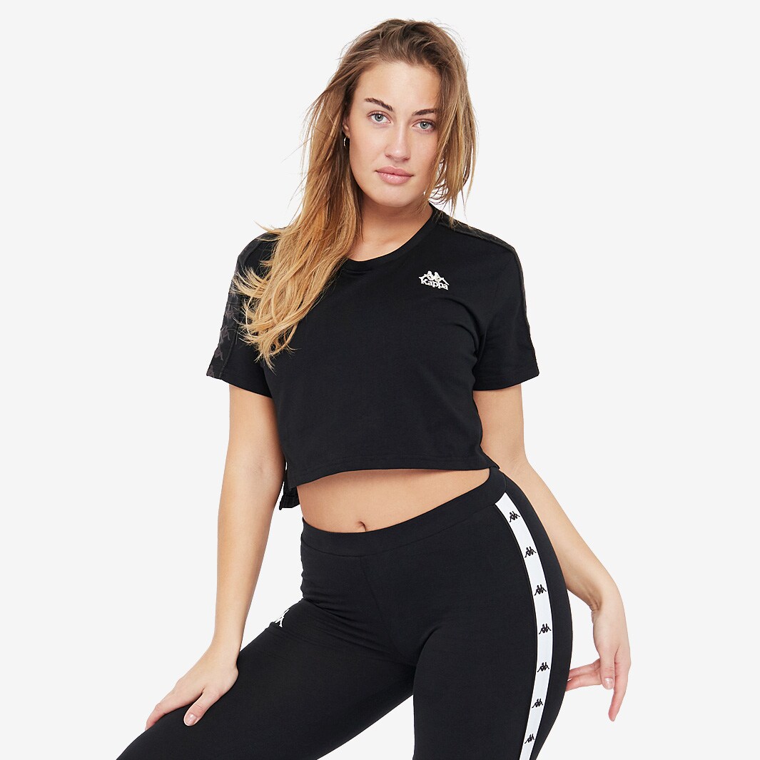 Kappa Womens 222 Banda Apua Tee - Black/White Antique - Womens Clothing