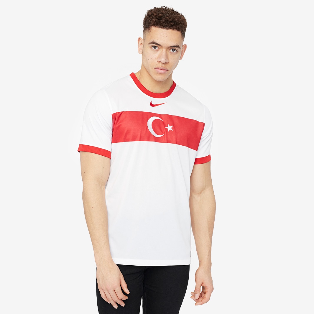 Nike Turkey 2020 Home Stadium SS Shirt - White/Sport Red - Mens Replica ...