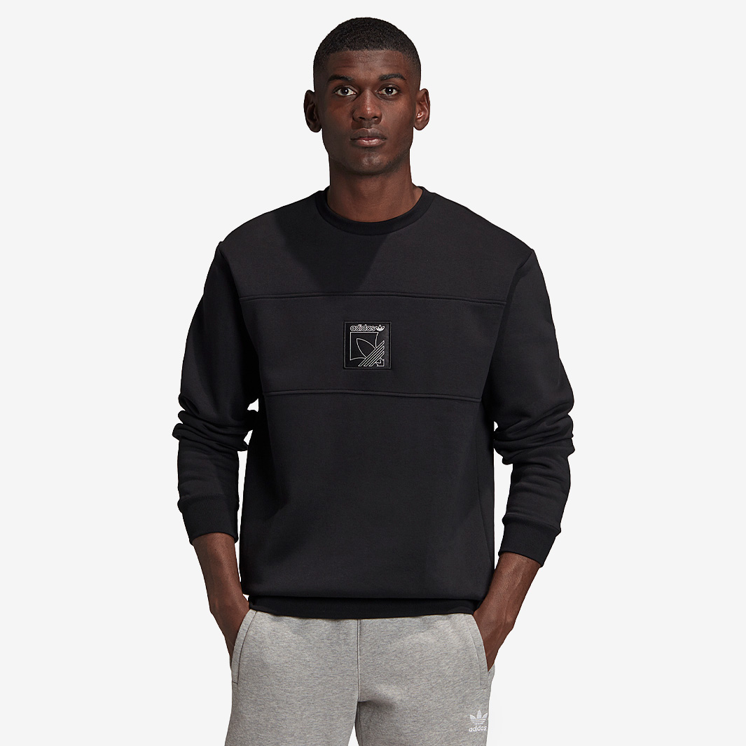 adidas Originals Spirit Icon Crew - Black- Mens Clothing