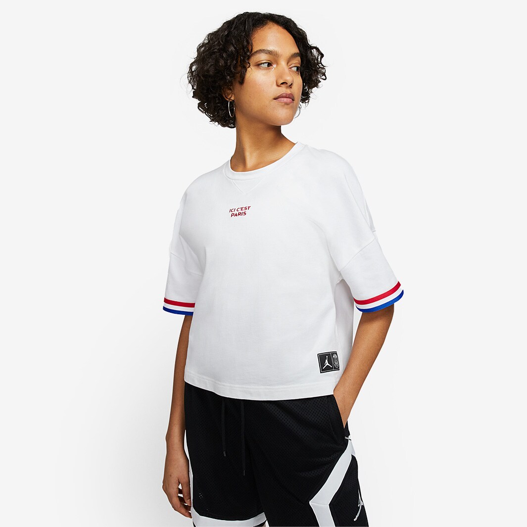 Jordan x PSG Womens Short-Sleeve Top - White/University Red - Womens ...