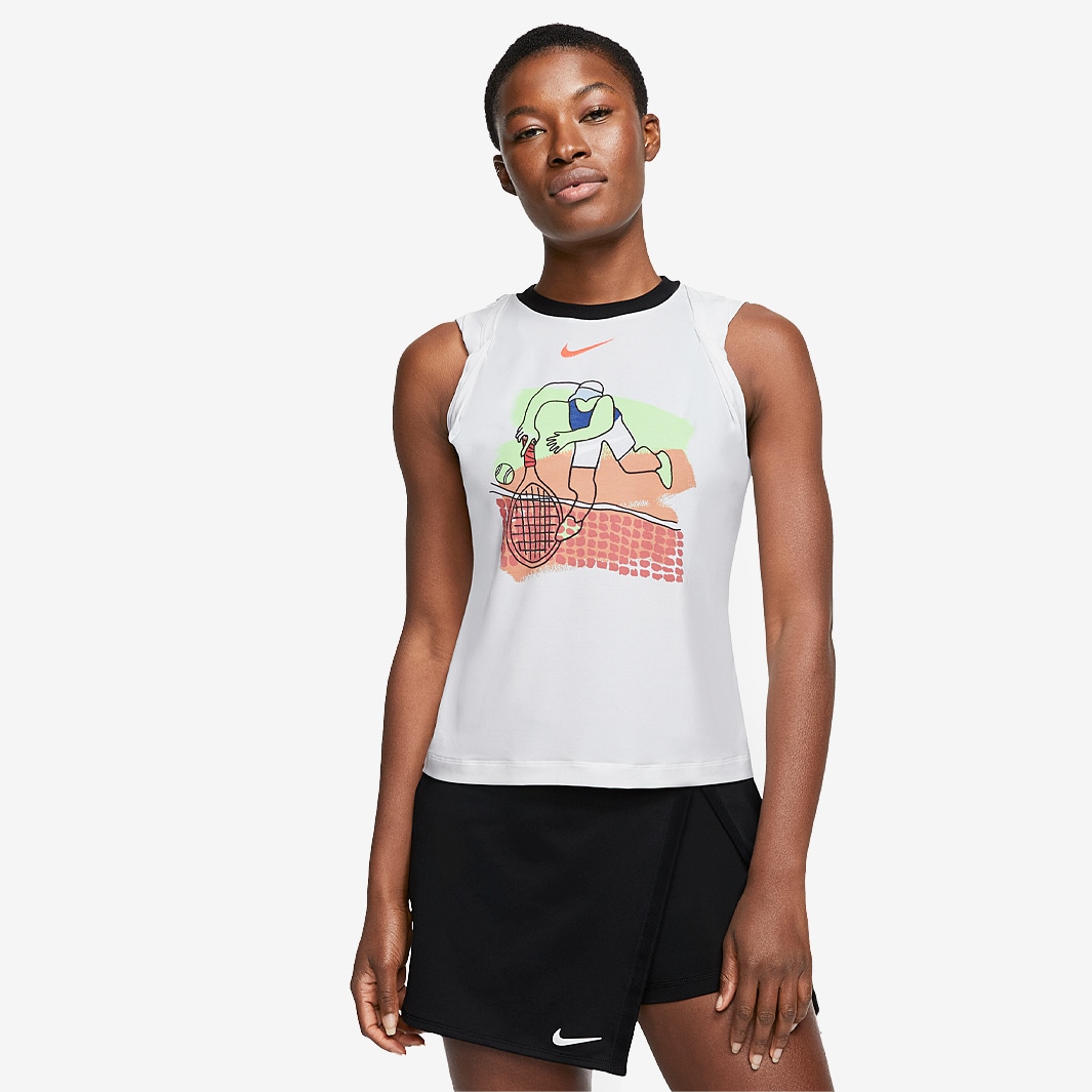 Nike Womens Court Dri-Fit Tank - White/Black/Laser Crimson - Womens ...