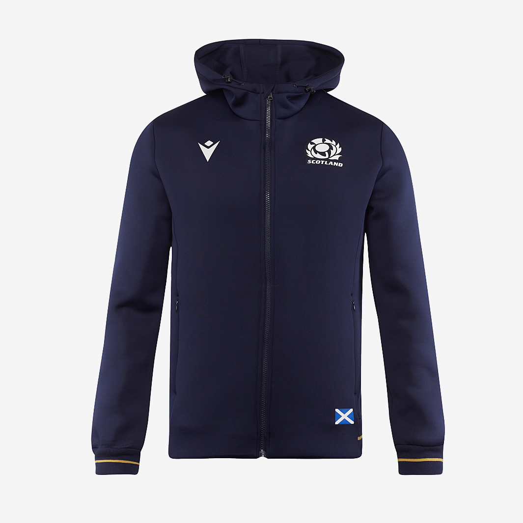 Macron Scotland 20/21 Cotton FZ Hoodie - Navy/Gold - Mens Replica | Pro ...