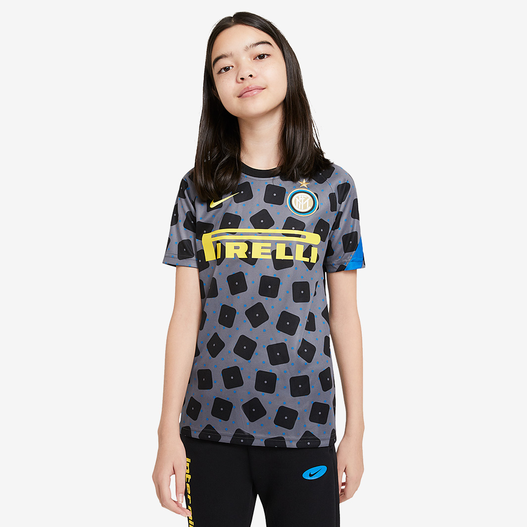 Nike Kids Inter Milan 20/21 DF SS Top CL - Dark Grey/Black/Tour Yellow ...