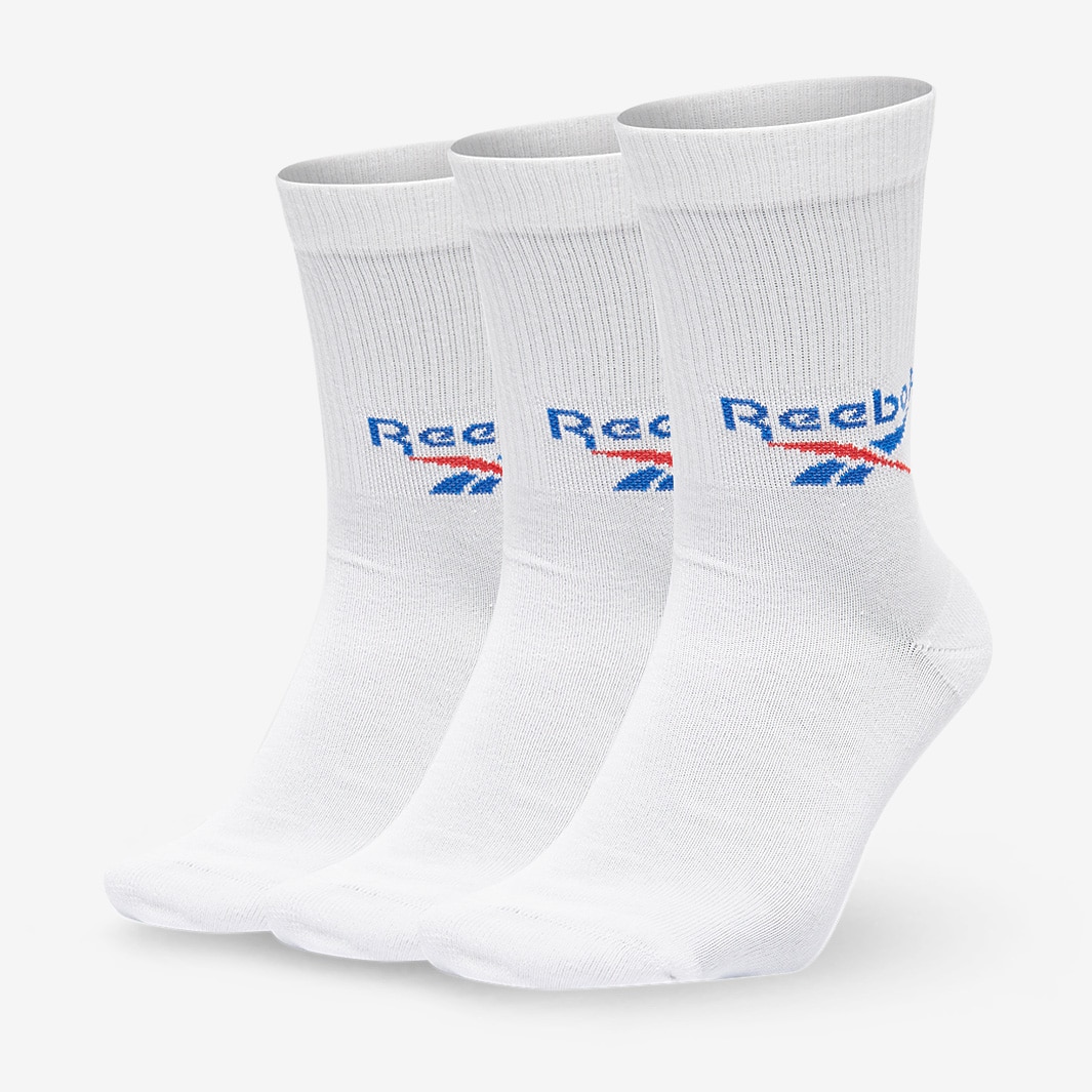Reebok CL Crew Sock 3 Pack - White/Vector Blue/Vector Red - Socks ...