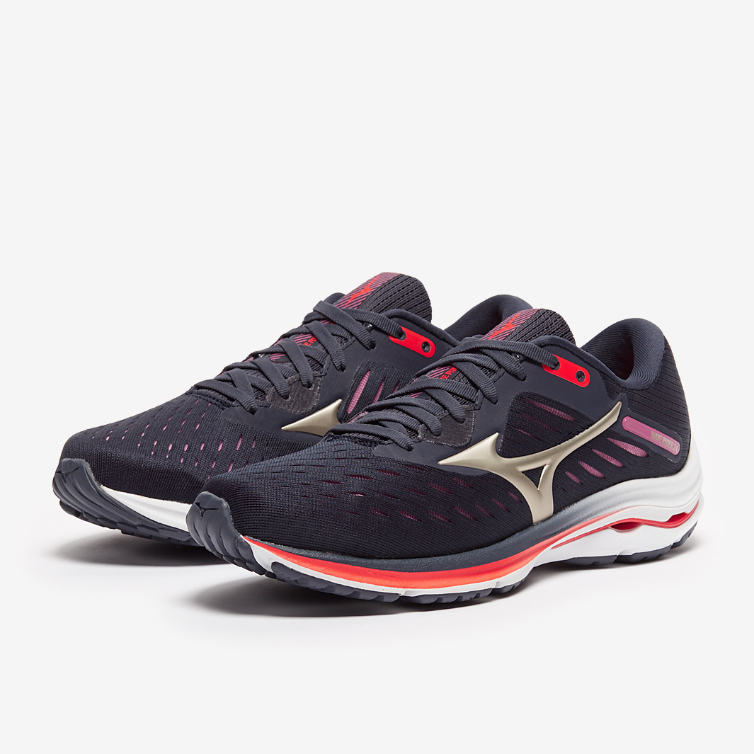 Mizuno Womens Wave Rider 24 - India Ink/Platinum Gold/Ignition Red ...