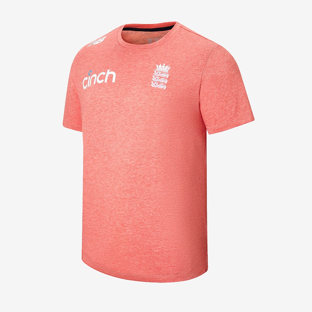 New Balance ECB England Heather Tee - Vivid Coral - Cricket Replica