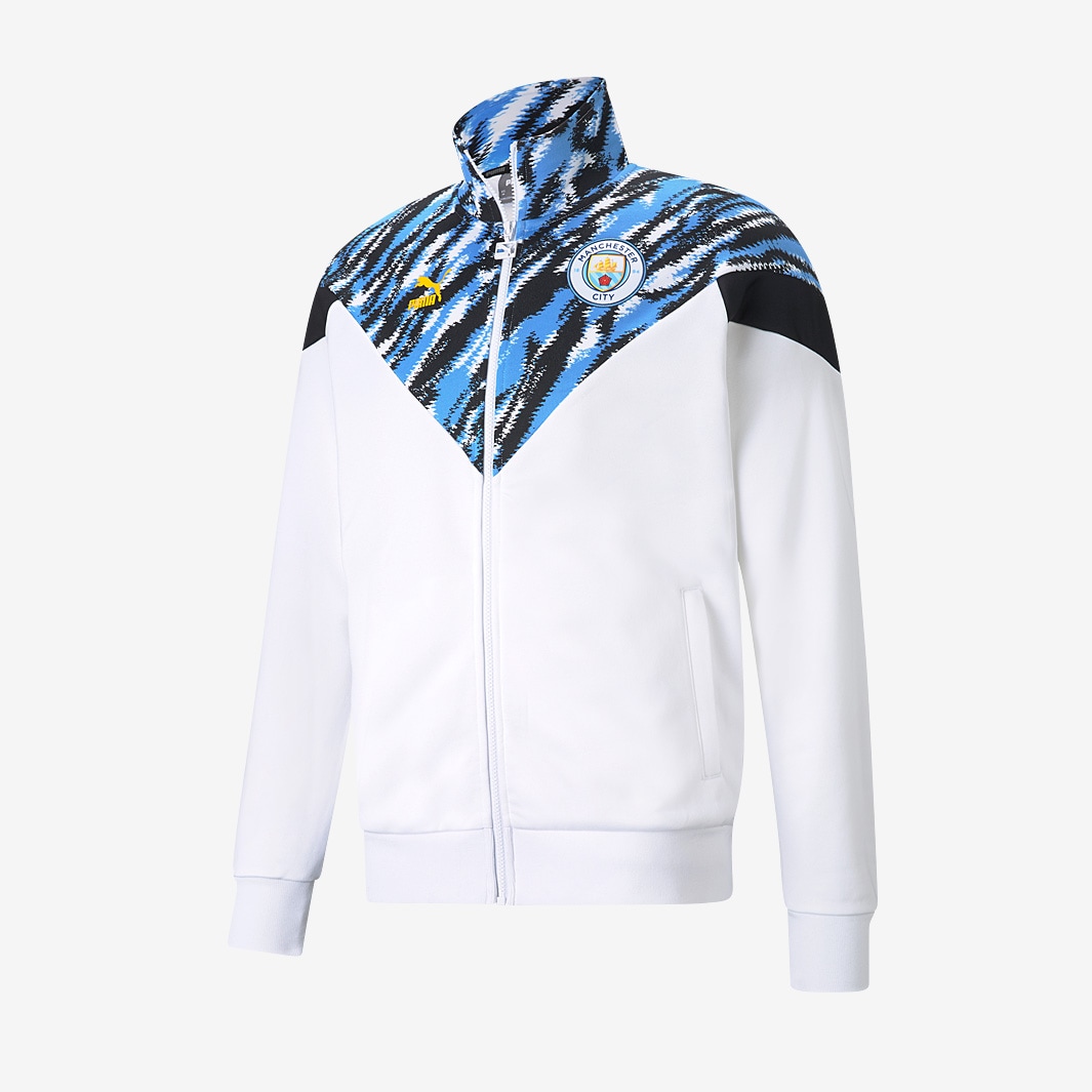 Puma Manchester City Iconic MCS Graphic Jacket - White/Team Light Blue ...