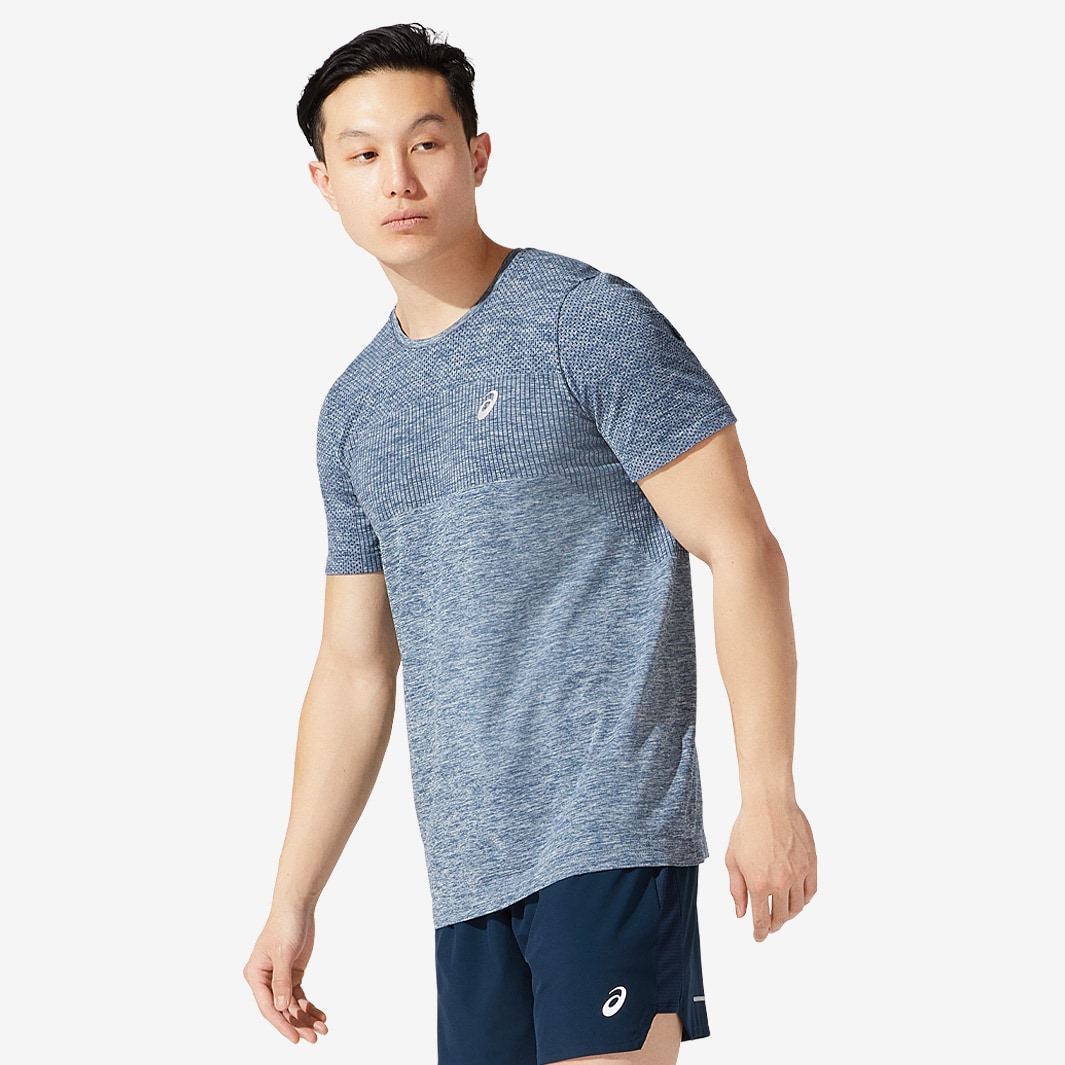 Asics Race Seamless T-Shirt - French Blue - Mens Clothing | Pro:Direct ...