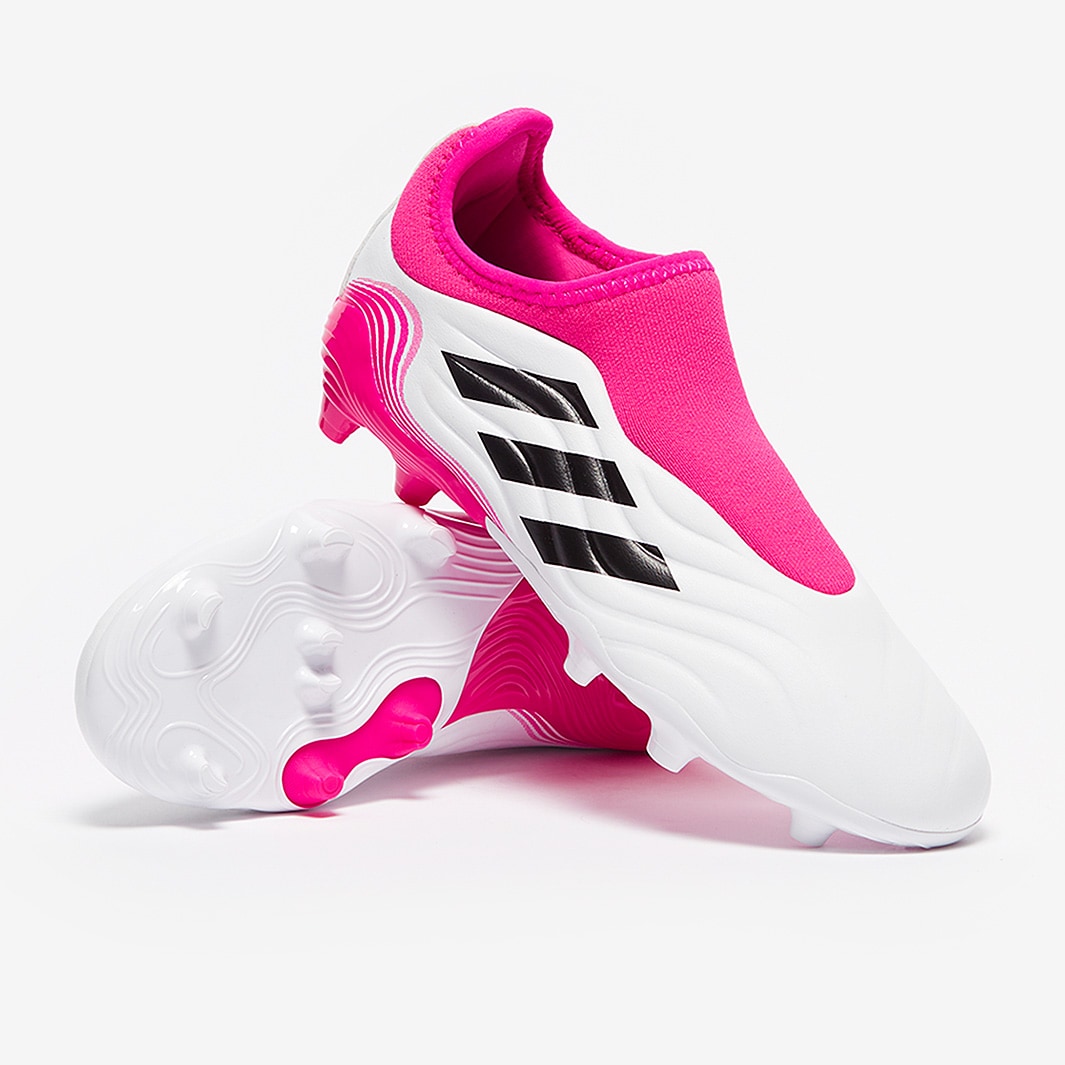 adidas Kids Copa Sense.3 Laceless FG - White/Core Black/Shock Pink ...