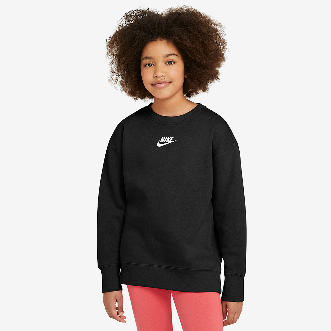 Nike Sportswear Girls Club Fleece BF Crew LBR - Black/White - Tops ...
