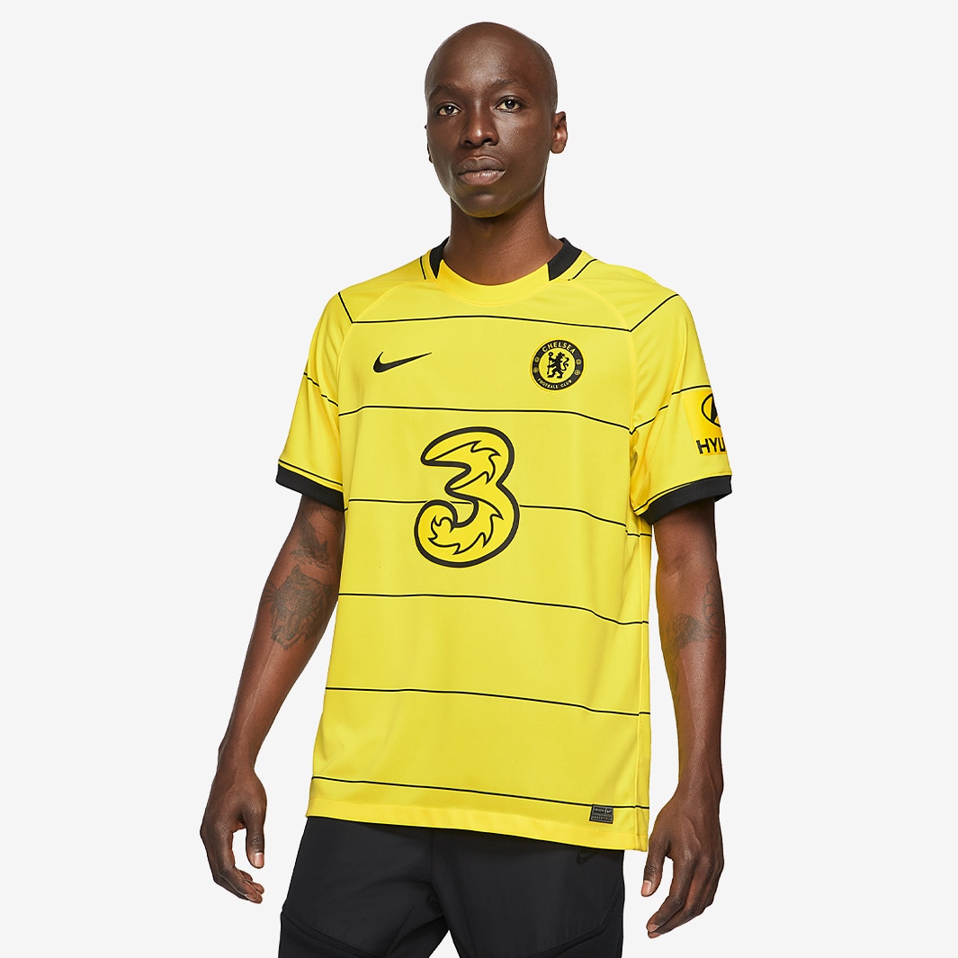 Nike Chelsea 21/22 Away Stadium SS Shirt - Opti Yellow/Black - Mens ...