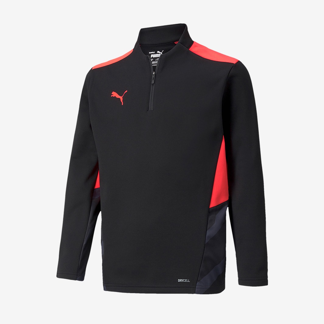 Puma Kids Individual Cup Training 1/4 Zip Top - Puma Black/Sun Blaze ...