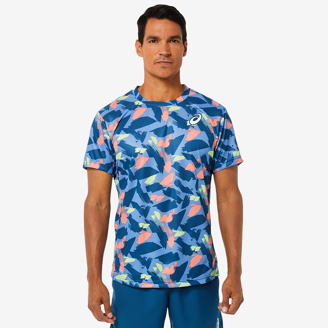Asics Match Graphic Shortsleeve Top - Light Indigo - Mens Clothing ...