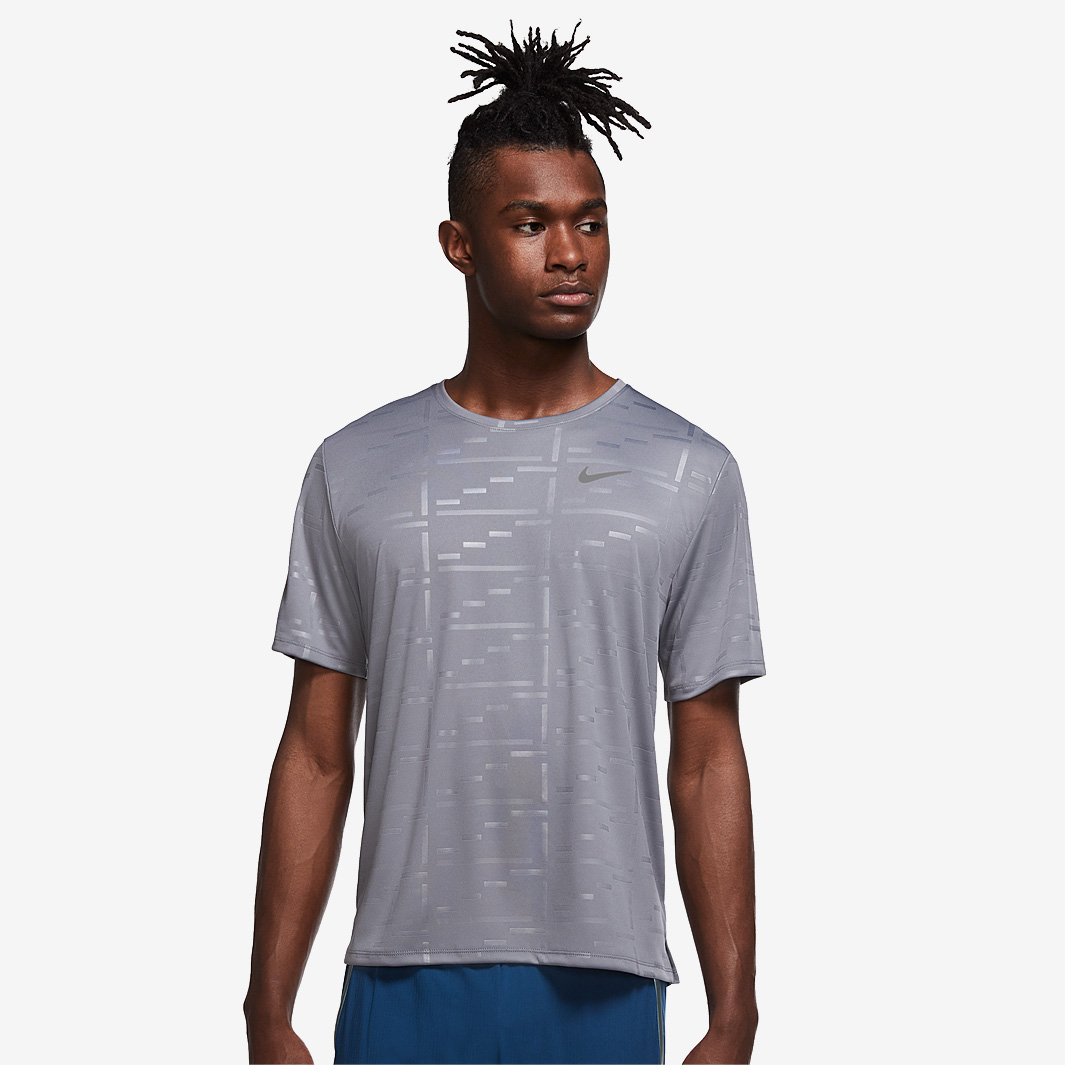 Nike Dri-FIT UV Run Division Miler T-Shirt - Smoke Grey/Reflective Silv ...