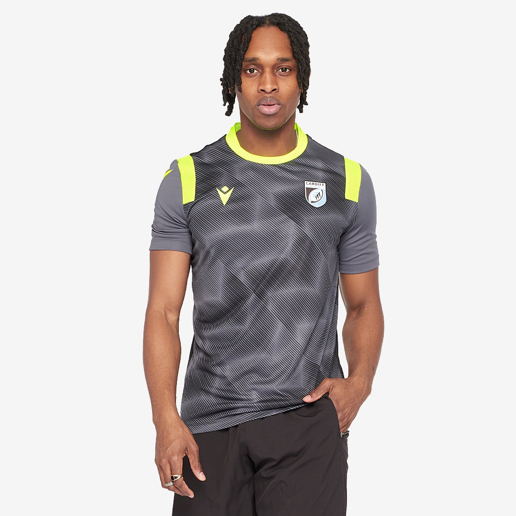 Macron Cardiff Blues 21/22 Poly Training Shirt - Black - Mens Replica ...