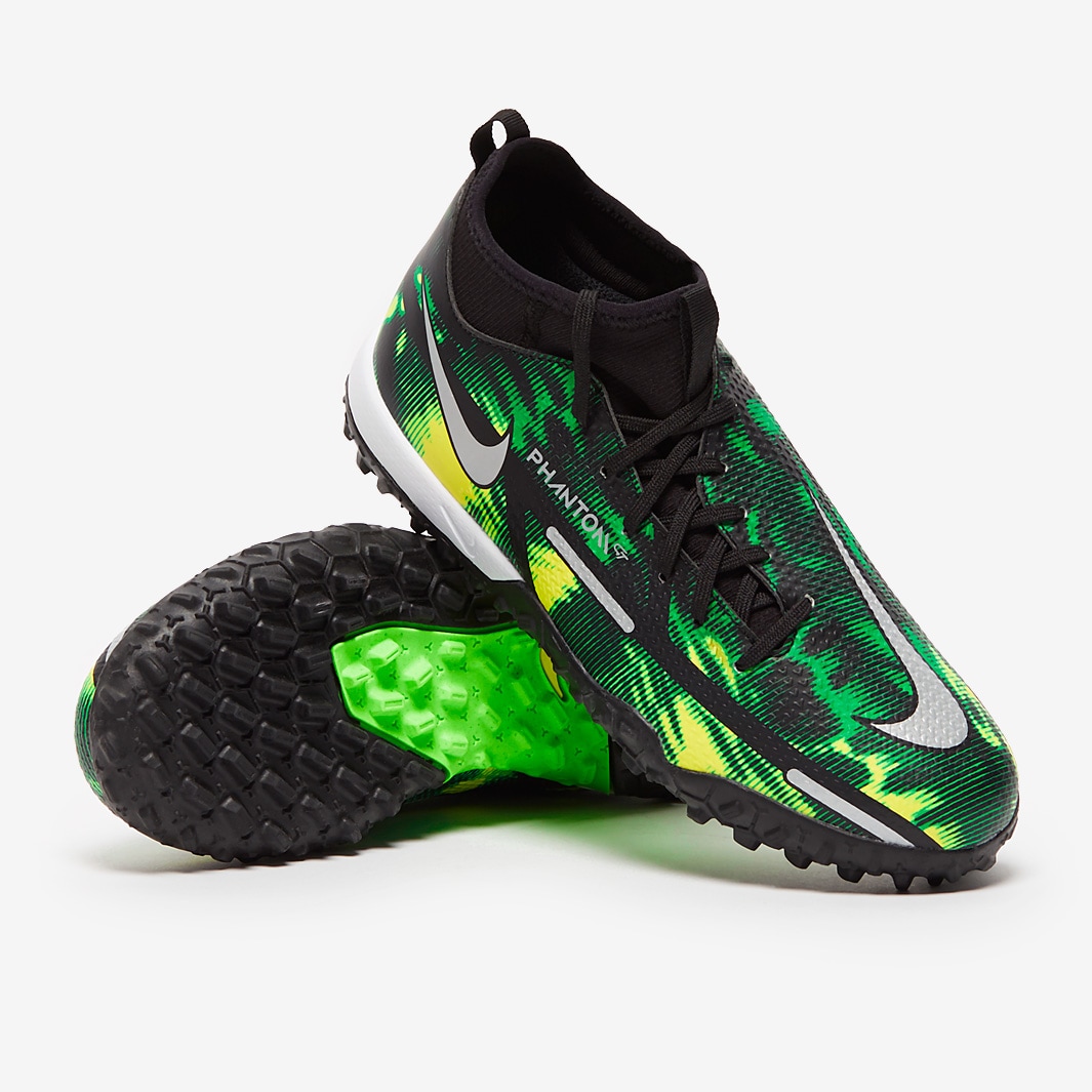 Nike Kids Phantom GT II Academy DF TF - Black/Metallic Platinum/Green ...