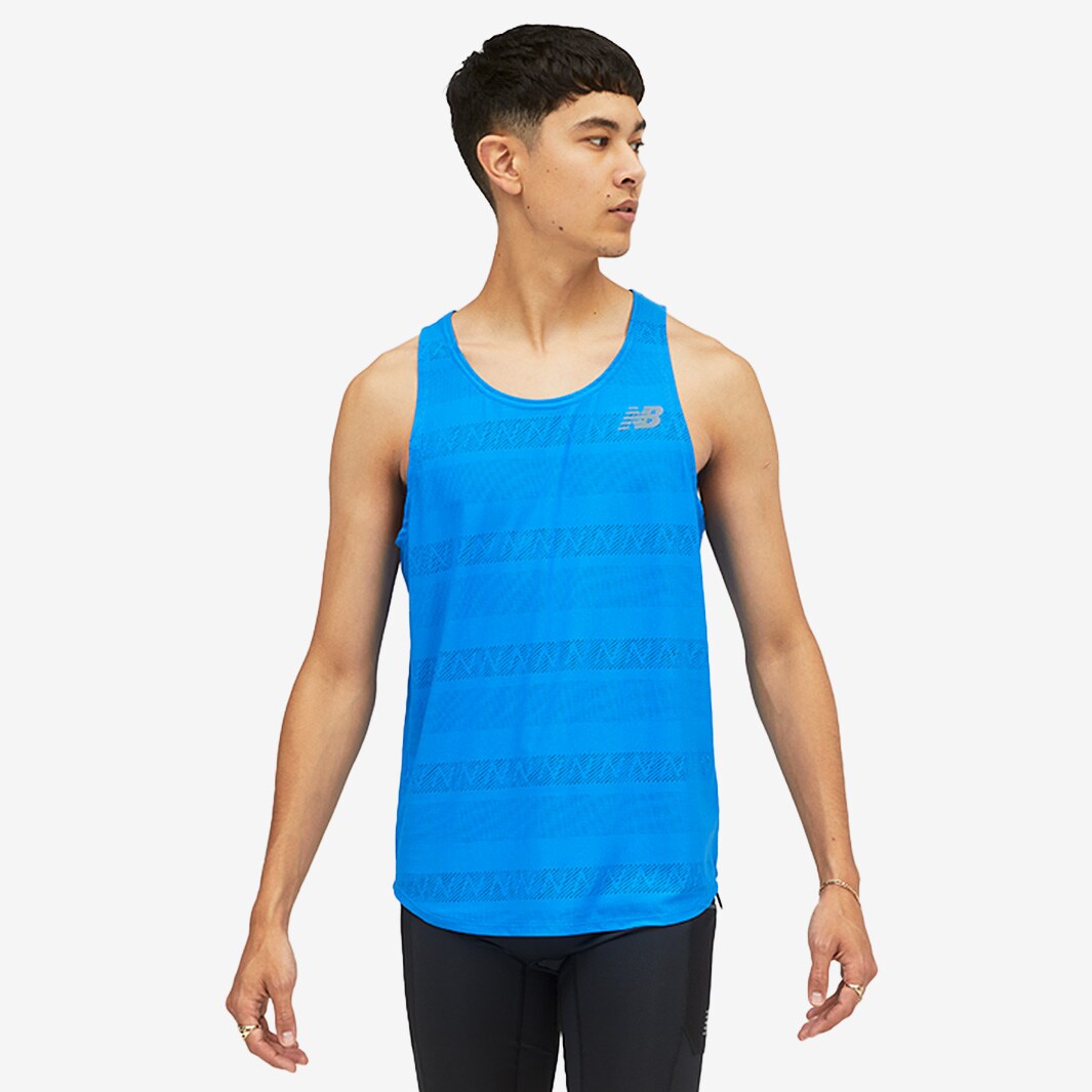 New Balance Q Speed Jacquard Tank - Serene Blue - Mens Clothing