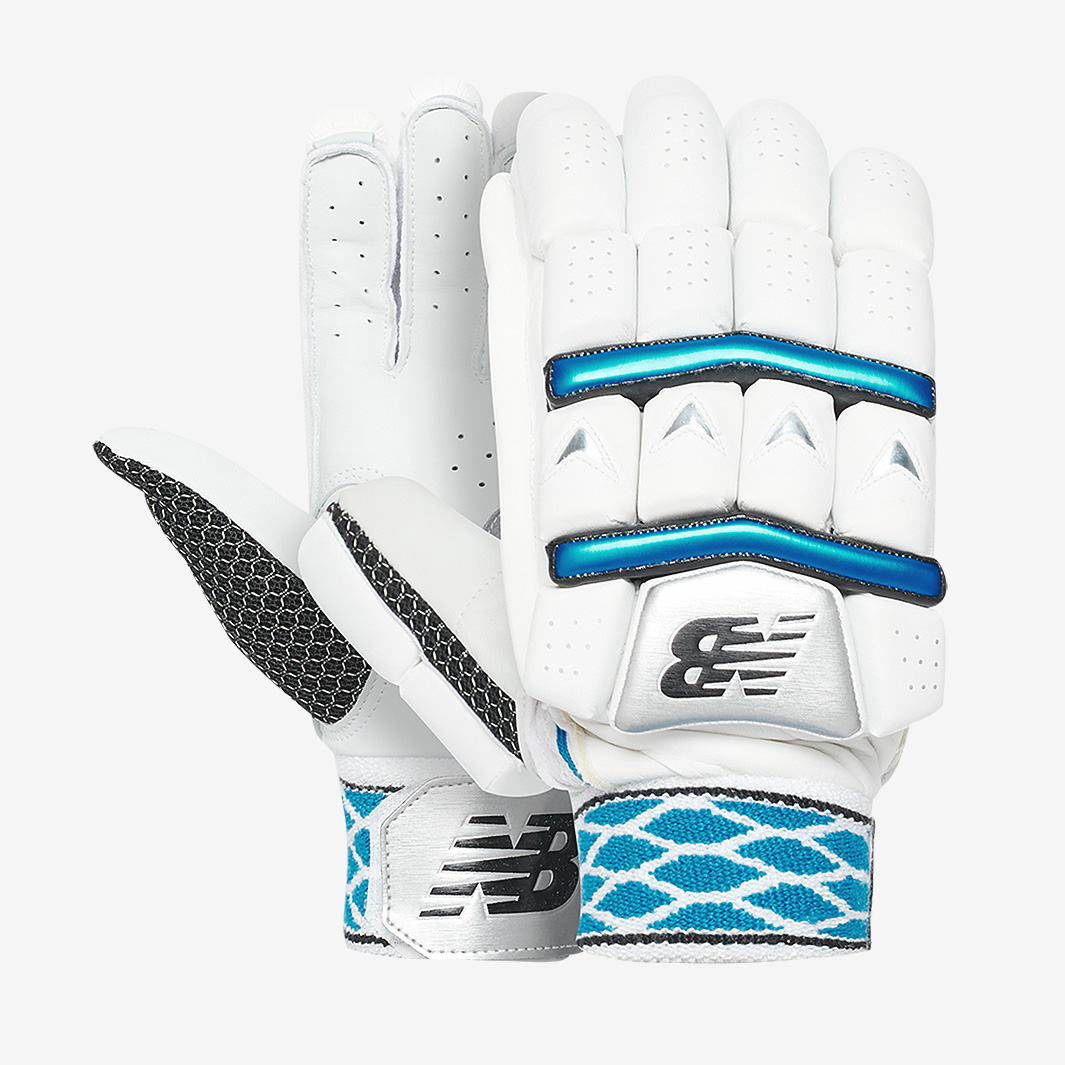 New Balance Burn+ RH Batting Gloves - White/Blue/Silver - Batting ...