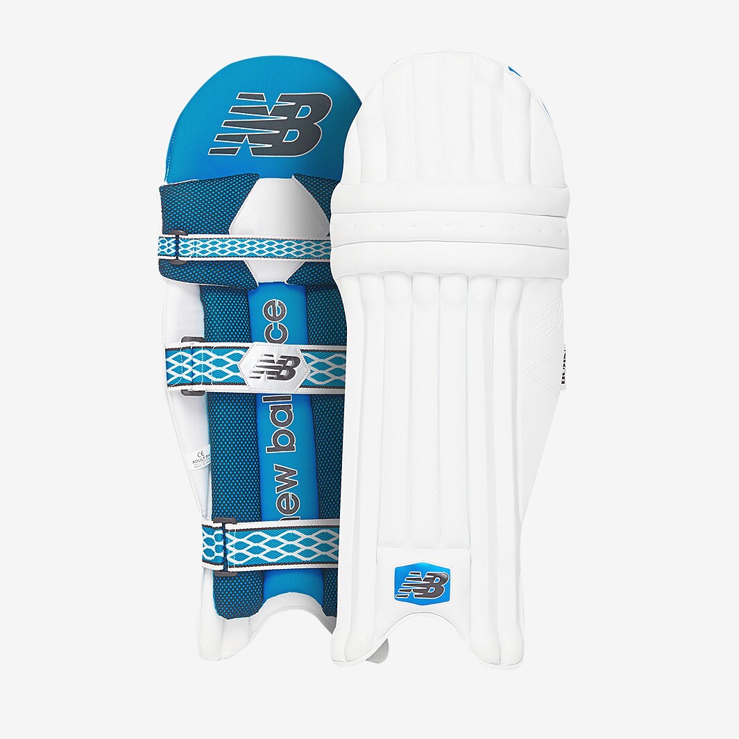 New Balance Burn LH Junior Batting Pads - White/Blue/Silver - Junior ...