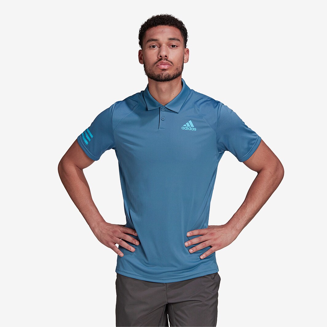adidas Club 3 Stripe Polo - Altered Blue/Sky Rush - Mens Clothing | Pro ...