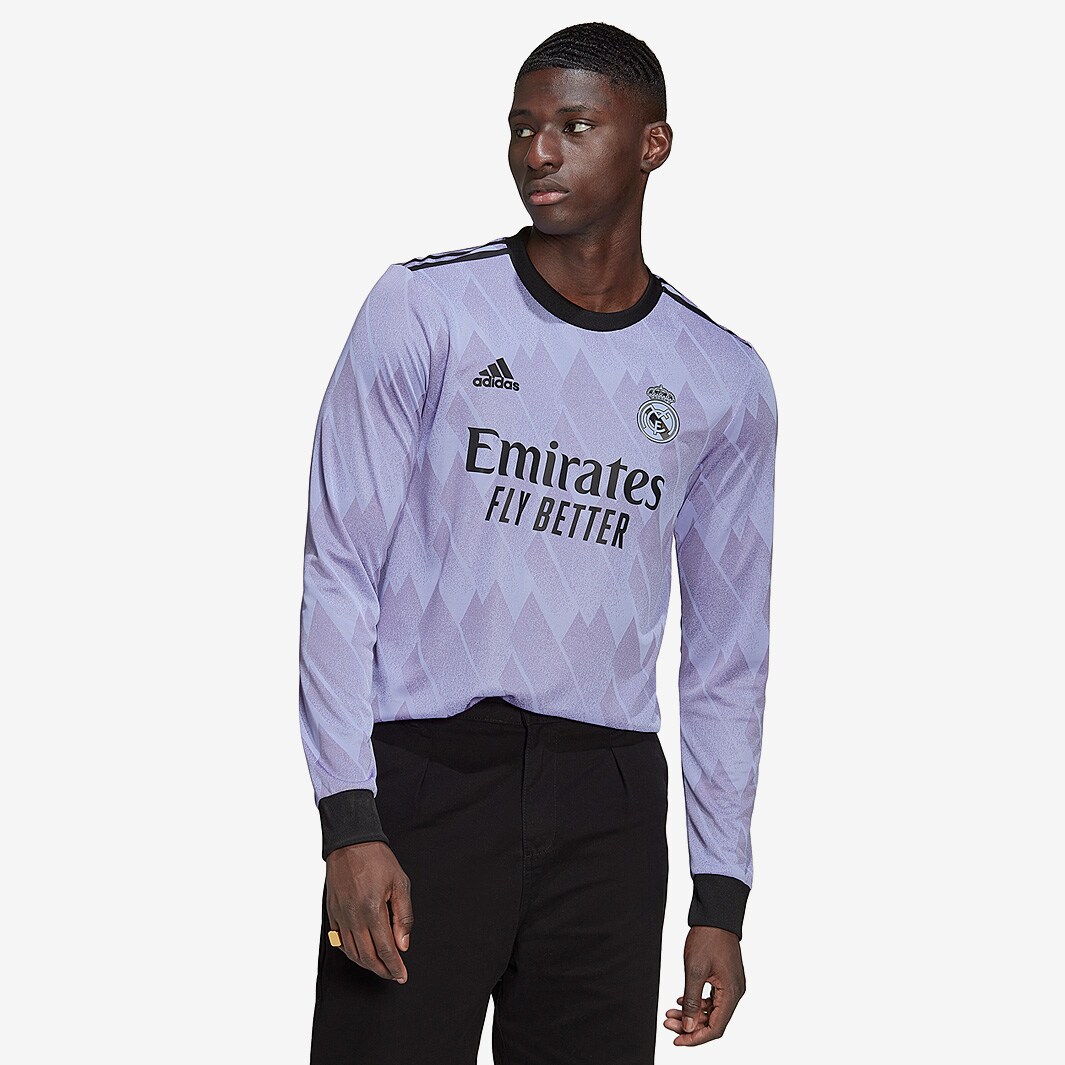 adidas Real Madrid 22/23 Away LS Shirt - Light Purple - Mens Replica ...