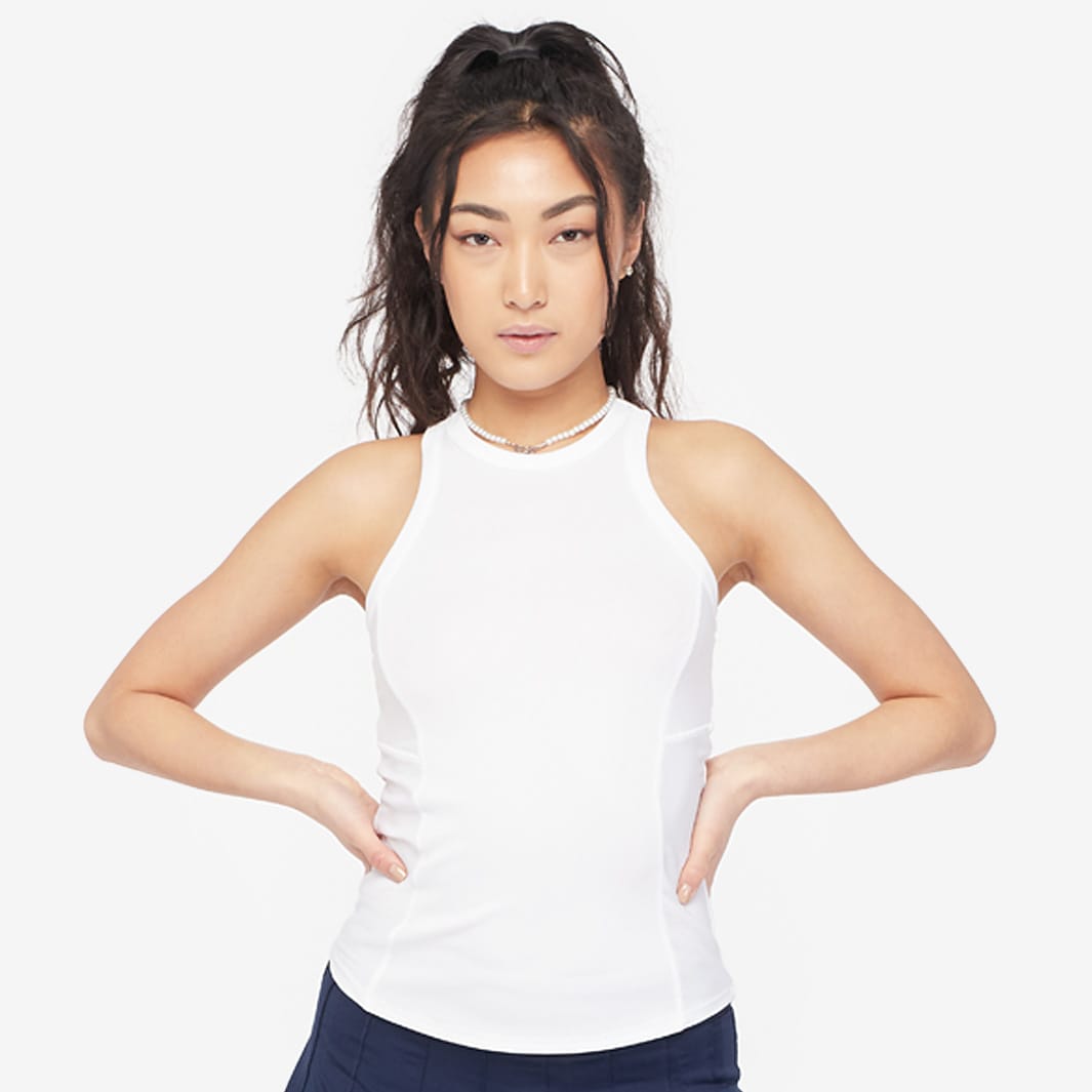 Lucky In Love One Love Rib Tank - White - Womens Clothing