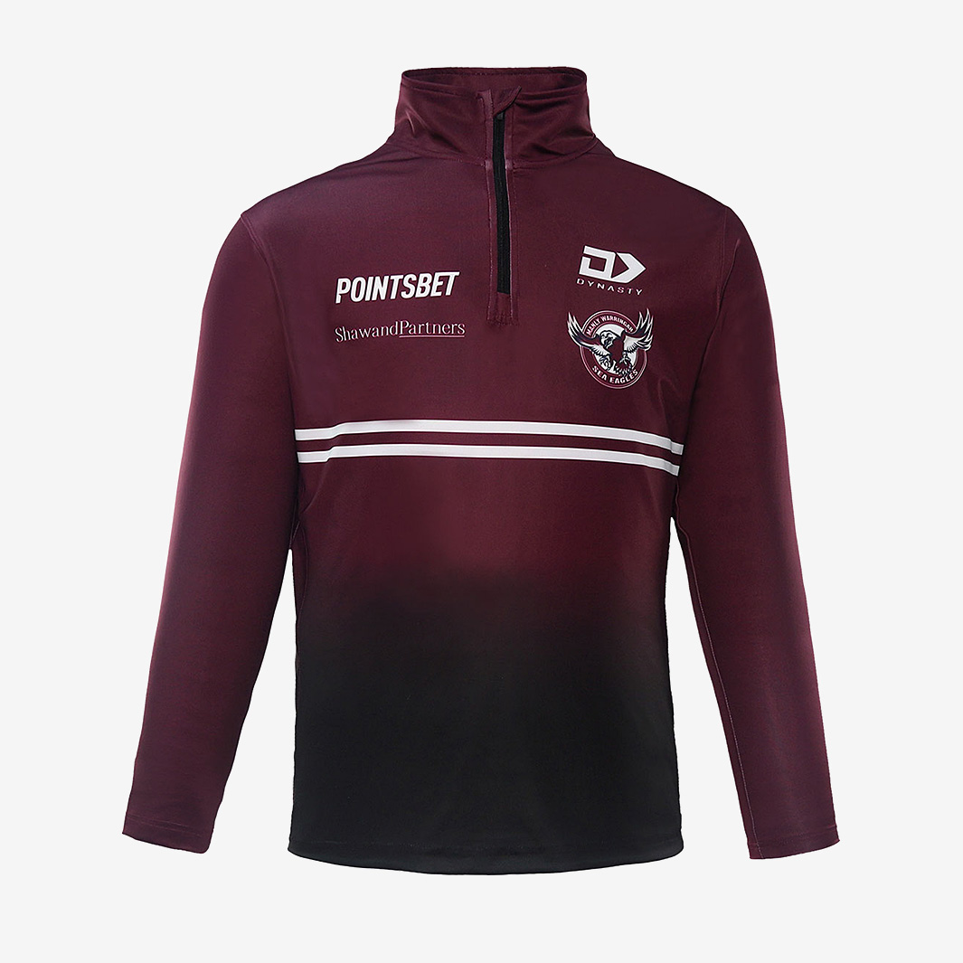 Dynasty Manly Sea Eagles 2022 1/4 Zip Long Sleeve Training Tee - Maroon ...