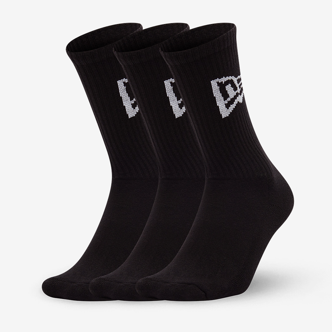 New Era Crew Sock 3 Pack - Black - Socks - Mens Clothing