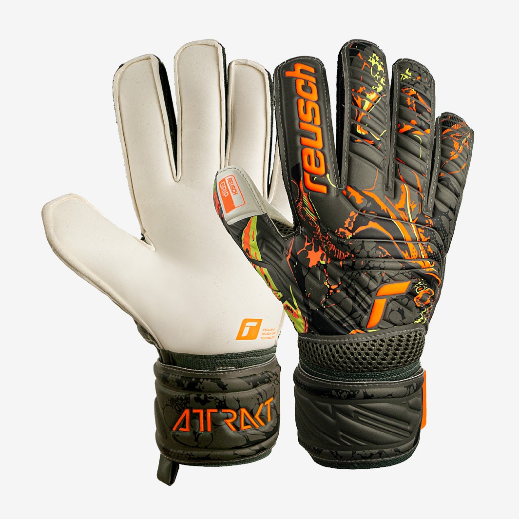 Reusch Attrakt Grip - Desert Green/Shocking Orange - Mens GK Gloves ...