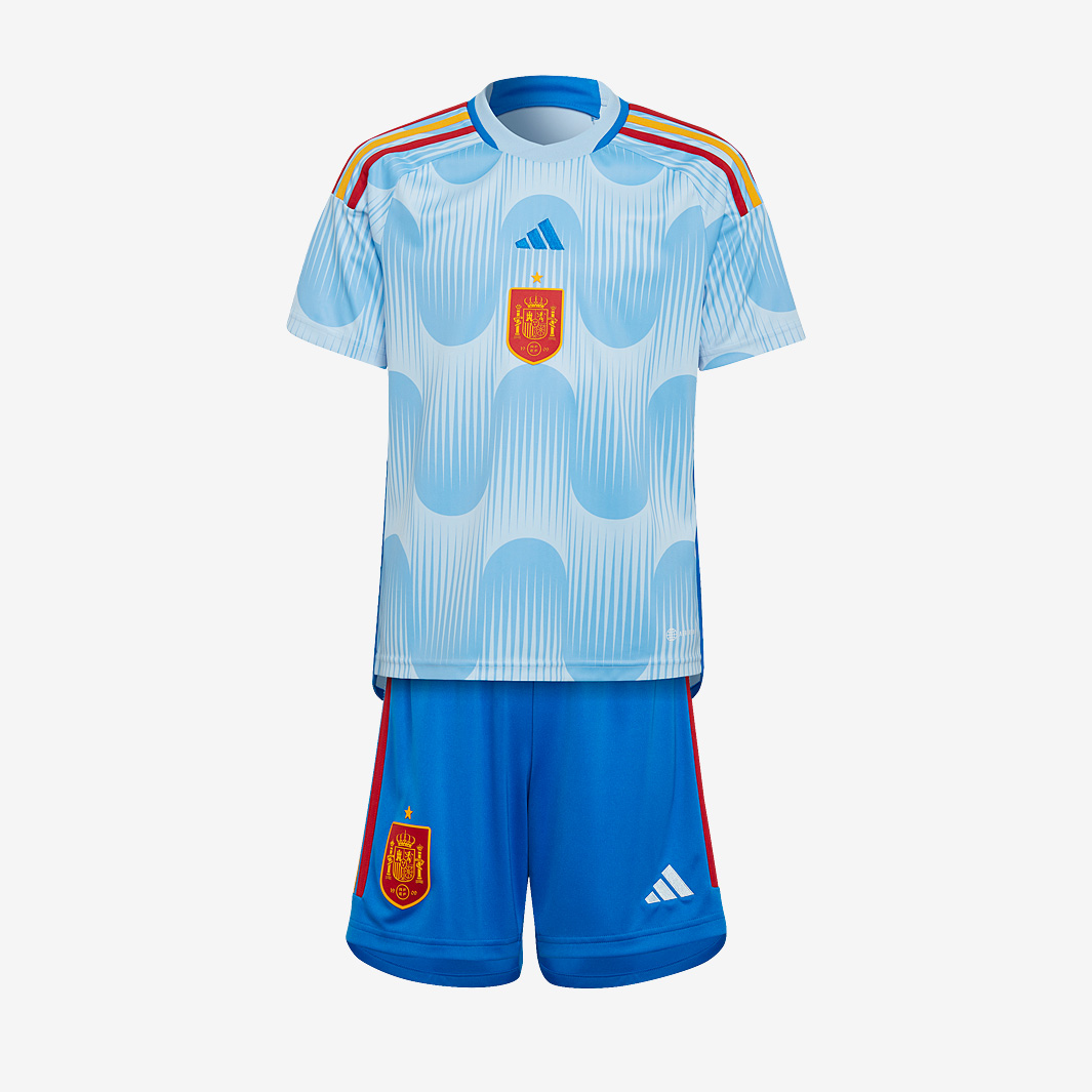 adidas Spain 2022 Youths Away Kit - Glow Blue/Glory Blue/Glory Blue S20 ...