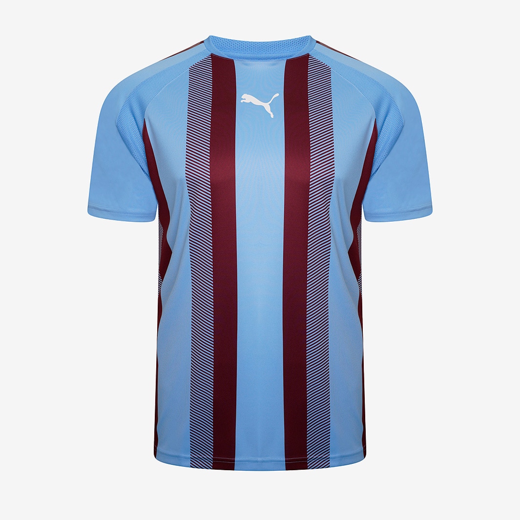 Puma Junior Team Liga Striped SS Shirt - Team Light Blue/Cordovan ...