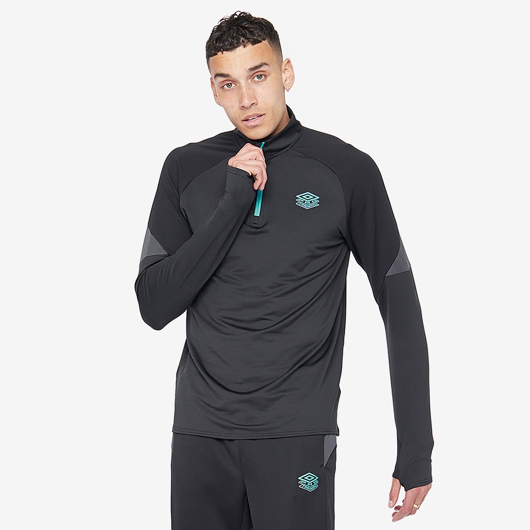 Umbro Pro Training Mid Layer Top - Black/Carbon - Mens Clothing | Pro ...