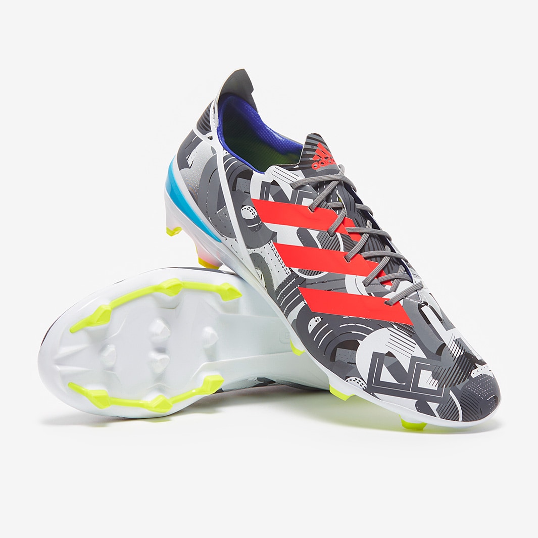 adidas Gamemode FG - Blanc/Rouge Solaire/Cyan Vif - Terrain Naturel ...