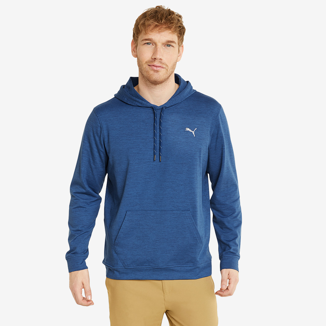 Puma Cloudspun Progress Hoodie - Blazing Blue Heather - Mens Clothing ...