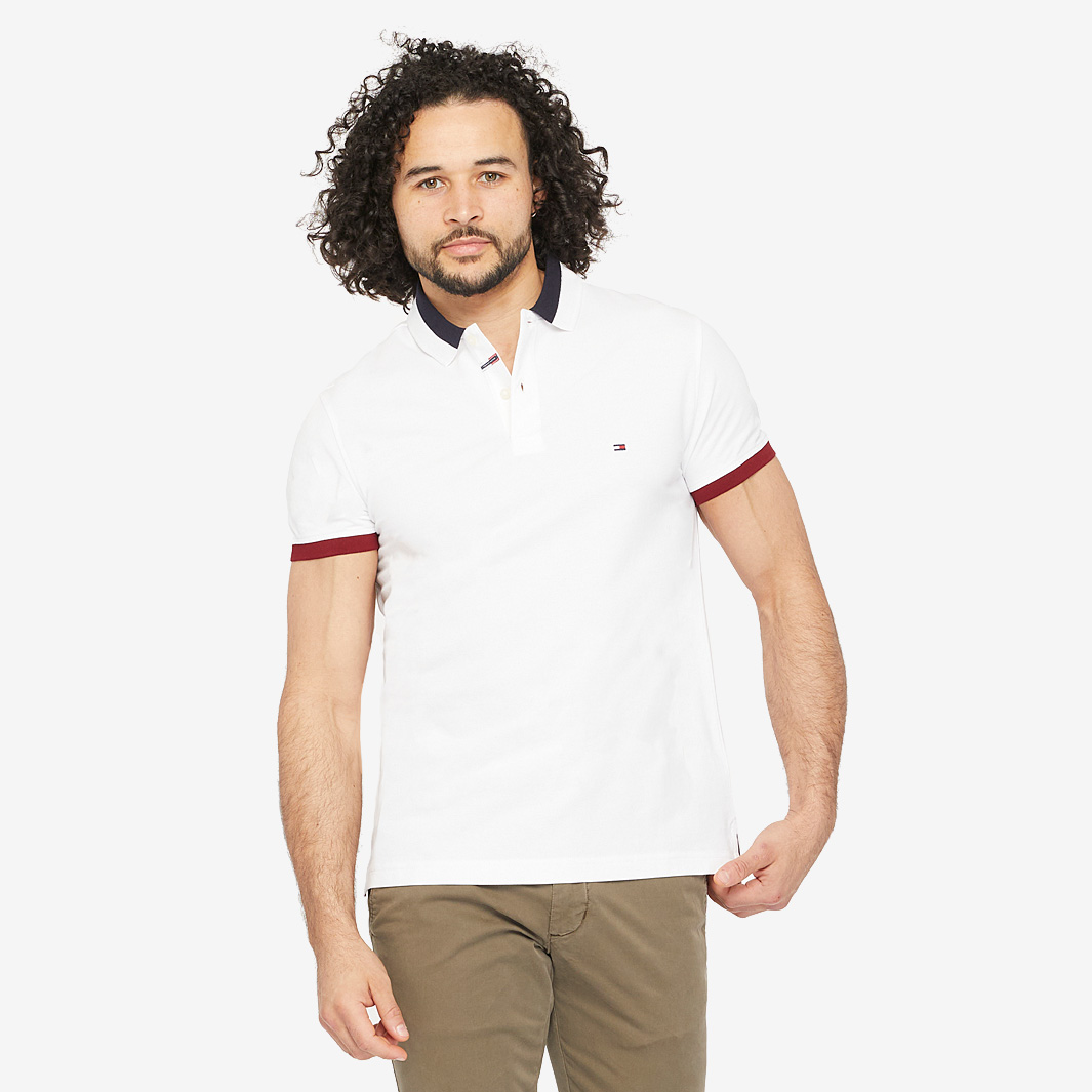 Tommy Hilfiger RWB Collar Cuff Block Slim Polo - White - Mens Clothing ...