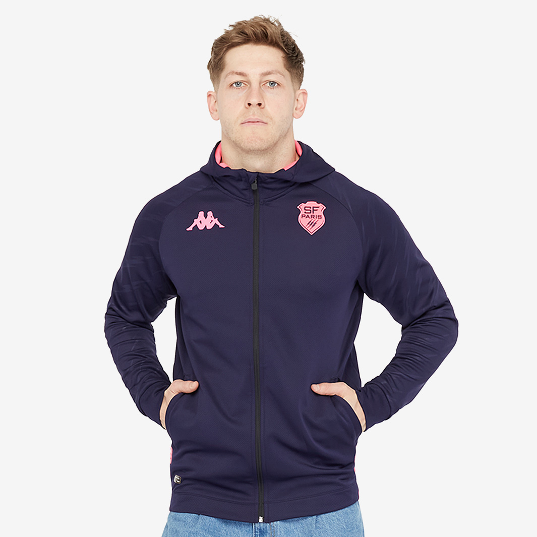 Kappa Stade Francais 22/23 Hooded Jacket - Green Olive/Pink Azalea ...