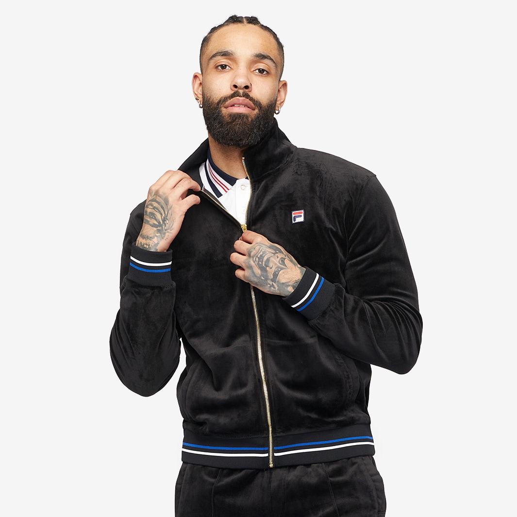 FILA Heritage Falken Velour Track Top - Black - Tops - Mens Clothing ...