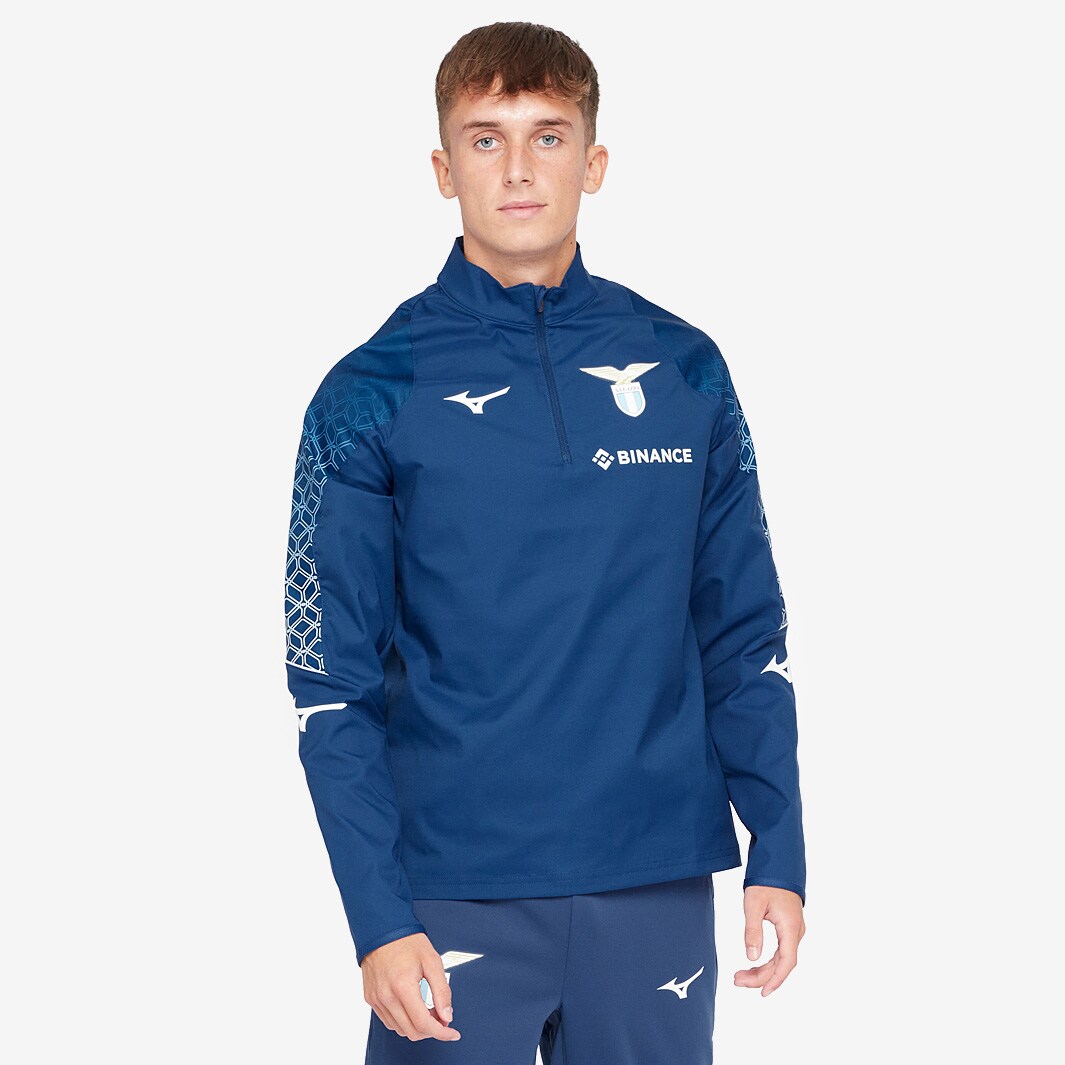 Mizuno Lazio 23/24 Pre Match 1/2 Zip Mid Layer - Navy Blue/Sky Blue ...