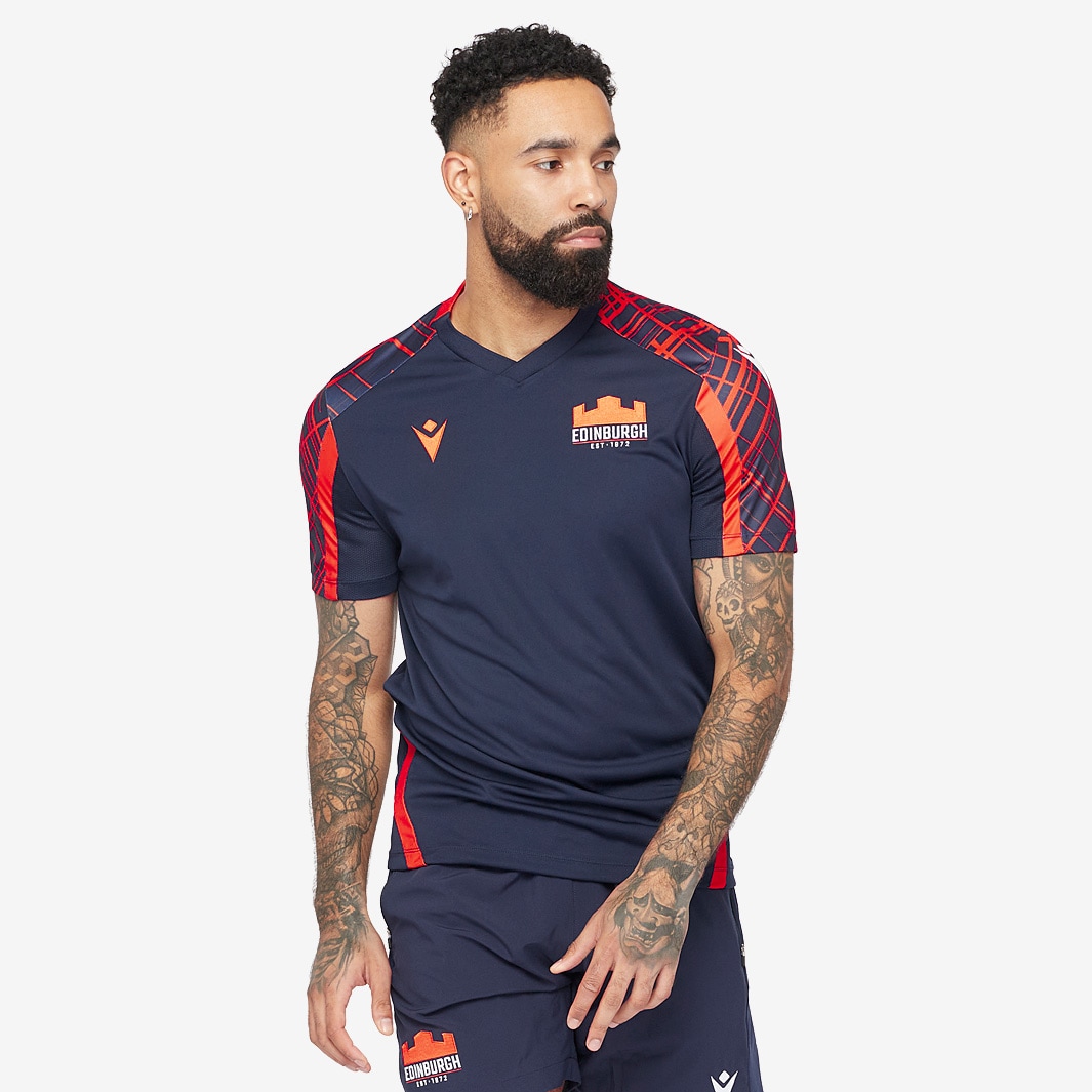 Macron Edinburgh 22/23 Training T-Shirt - Navy/Orange - Mens Replica ...