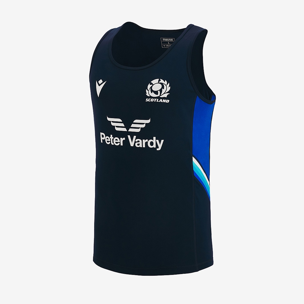Macron Scotland 22/23 Player Poly Dry Gym Singlet - Navy/Royal Blue ...