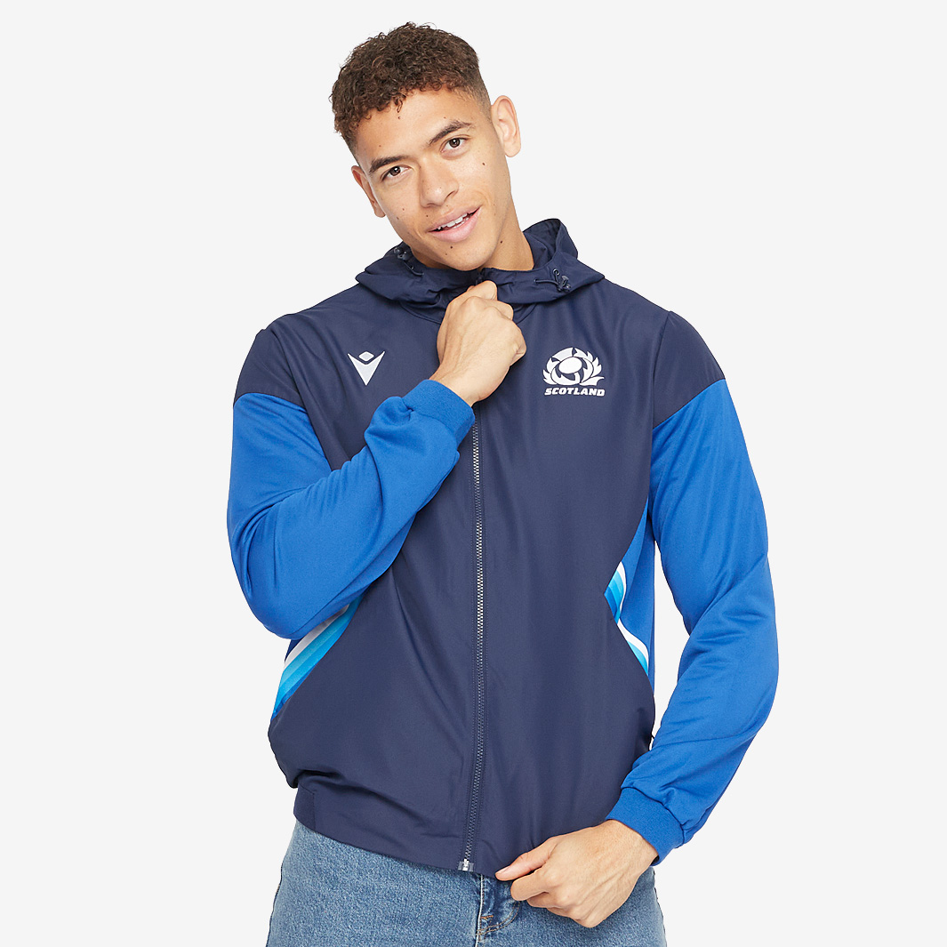 Macron Scotland 22/23 Travel Full Length Zip Hoodie - Navy/Royal - Mens ...