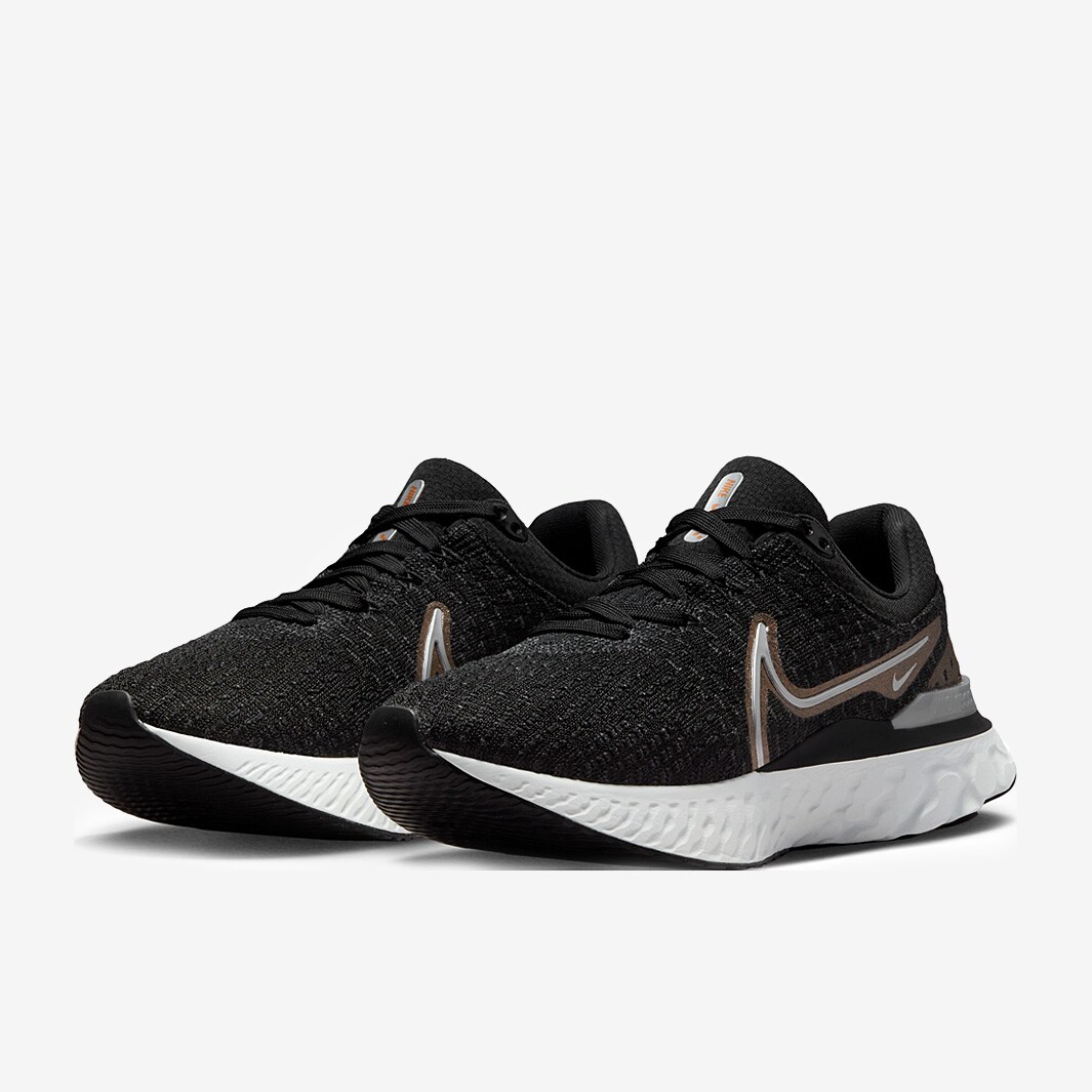 Nike React Infinity Run Flyknit 3 para mujer - Negro/Plateado metalizado/Antracita - Zapatillas ...
