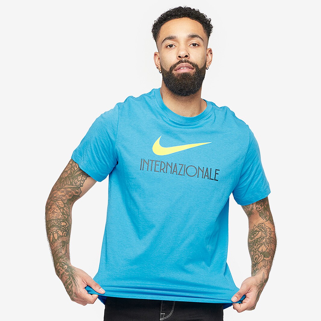 Nike Inter Milan FC 22/23 Champions League Swoosh Tee - Lt Current Blue ...