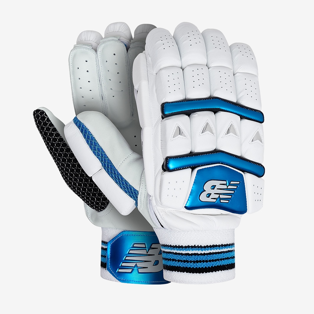 New Balance Burn+ RH Batting Gloves - White/Blue - Batting Equipment ...