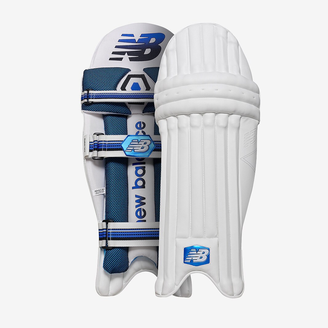 New Balance Burn LH Batting Pads - White/Blue - Batting Equipment